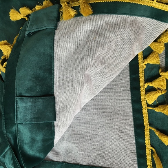 Opalhouse Accents Opal House Teal Velvet Yellow Tassels Two Curtains Set Poshmark
